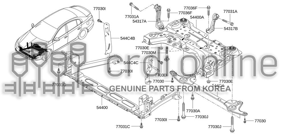 SUBFRAME COMPLETE-FRONT SUSPENSION 54400-0016R 544000016R 54400 0016R ...