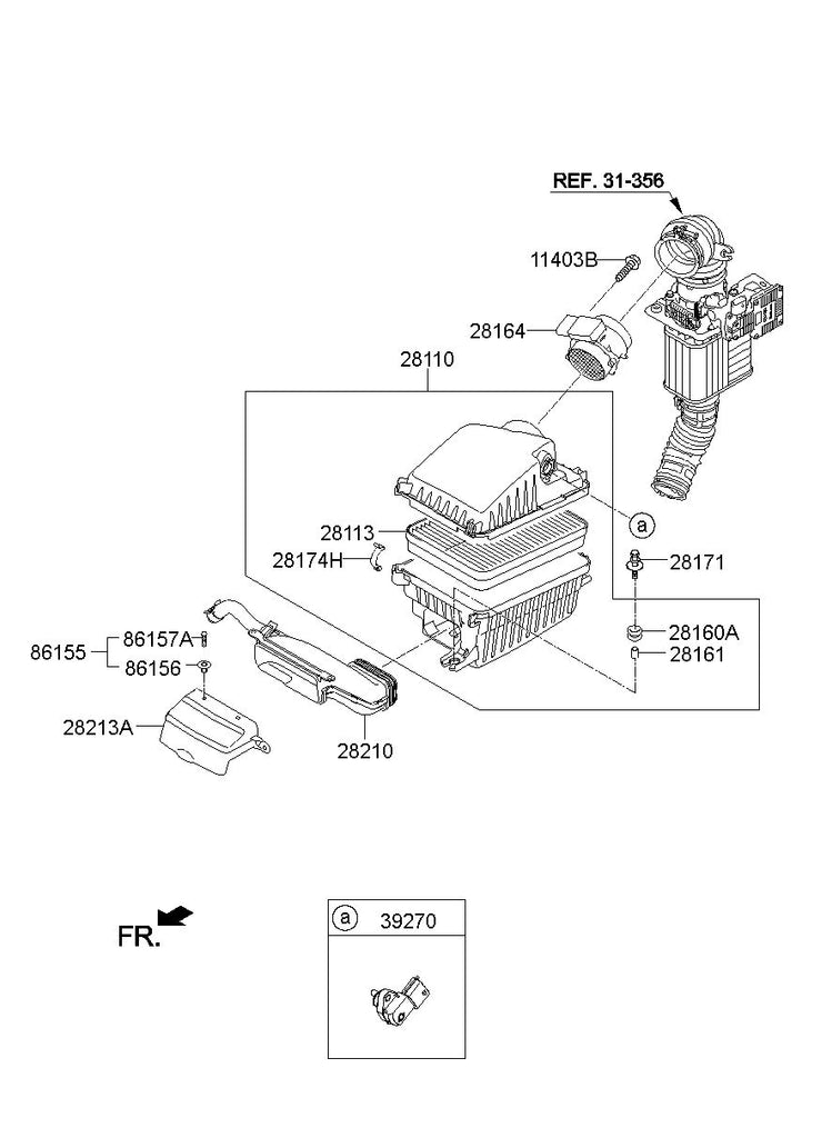 FILTER-AIR CLEANER 28113-4W000, 281134W000, 28113 4W000 (Original, New ...