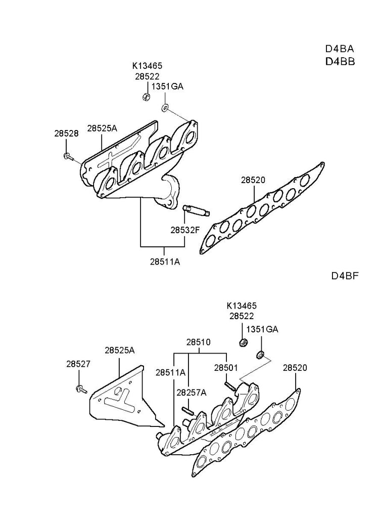 GASKET-INTAKE & EXH MANIFOLD 28520-42880, 2852042880, 28520 42880 ...